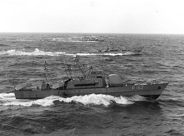 The Chilean navy Sa'ar 4-class fast-attack craft Angamos and Casma ...